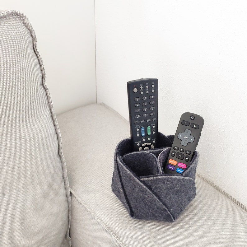 Felt Remote Control Holder Soft Remotes Caddy Round TV | Etsy