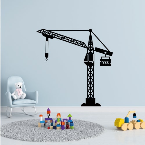 Construction Scene With Crane Decal Collection Wall Decal - Etsy