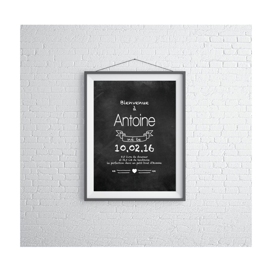 Personalized Welcome Poster Chalkboard Style | Arrival of Baby| Birth ...