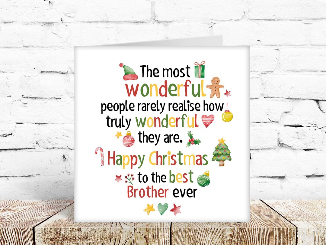 Christmas Card for a Brother Greeting From Sibling Sister Celebrating ...