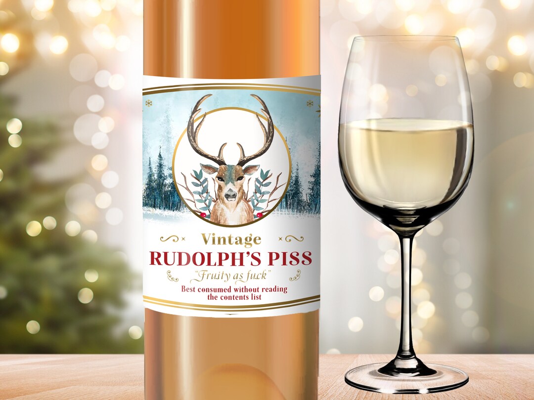 Funny Christmas Wine Bottle Label / Sticker. Secret Santa Gift Office ...
