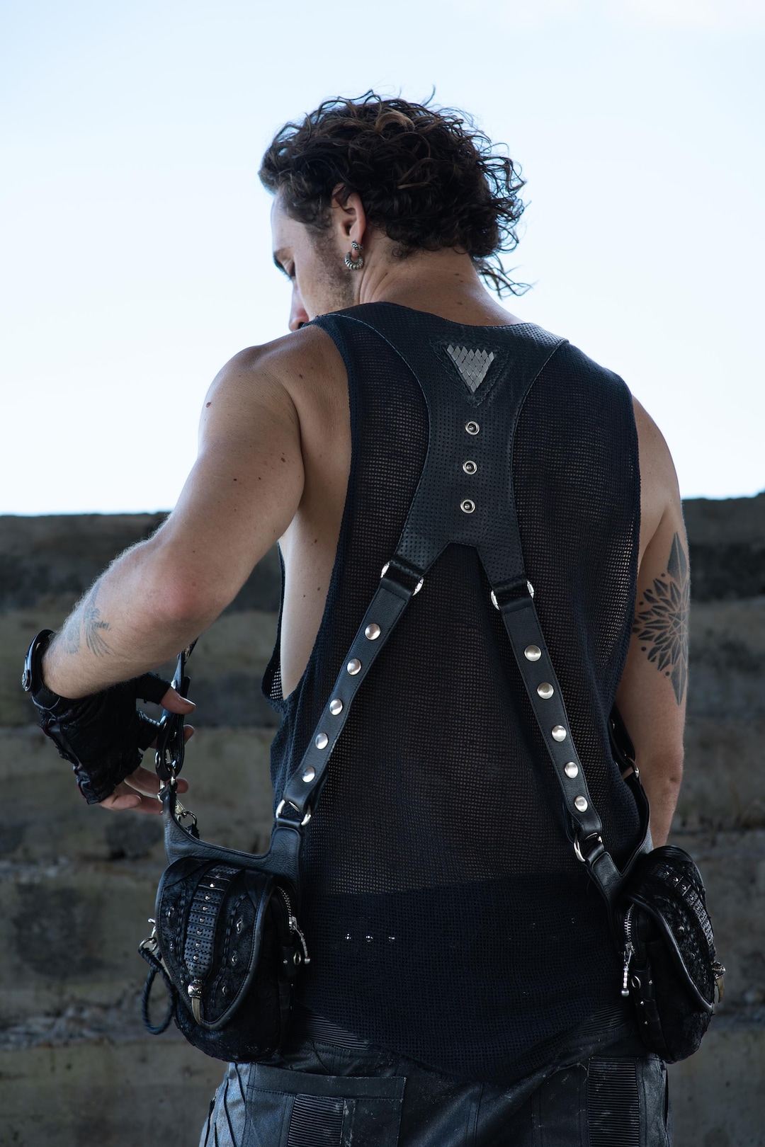 Silver Leather Holster Bag | Unisex Utility Harness | Futuristic ...