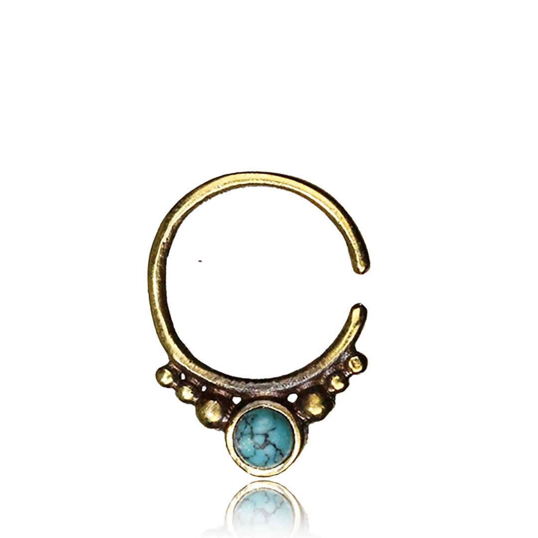 Turquoise Septum - Teardrop Septum - Seamless Nose Ring - 8mm Septum ...