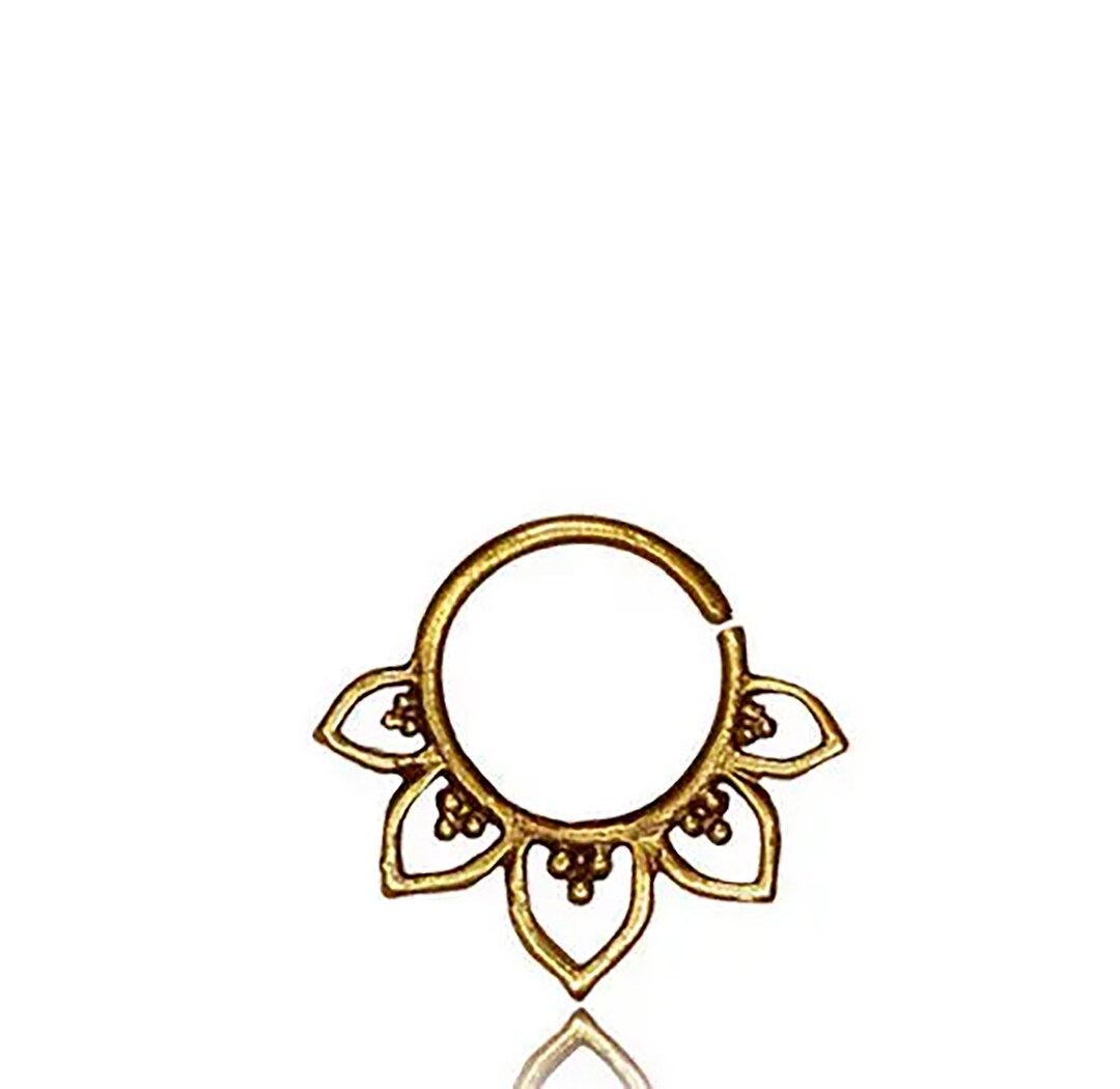 Sterling Silver Septum Ring - Rook Piercing Jewelry - Mandala - Lotus ...