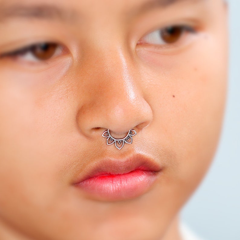 Fake Septum "solara" 925 Silver Mandala: No-pierce Nose Jewelry ...