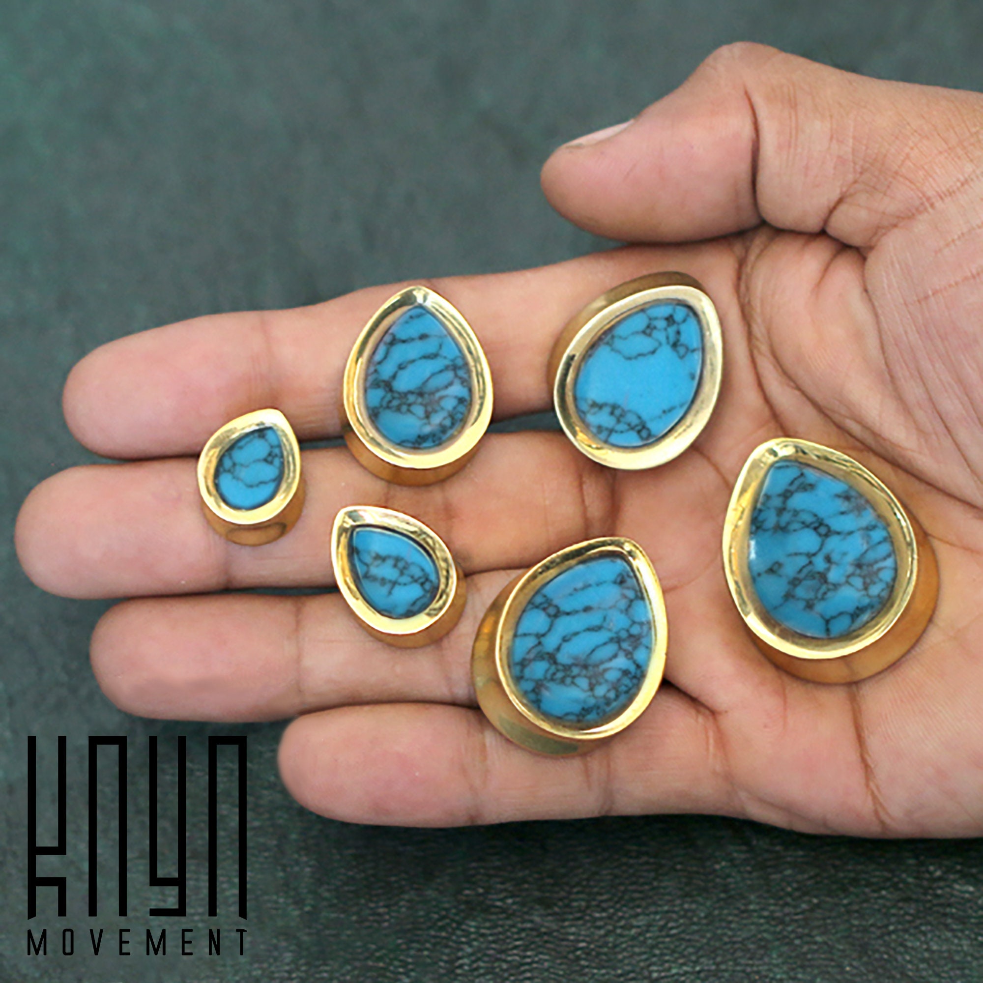 Turquoise plugs Plugs and tunnels Double flare Brass | Etsy