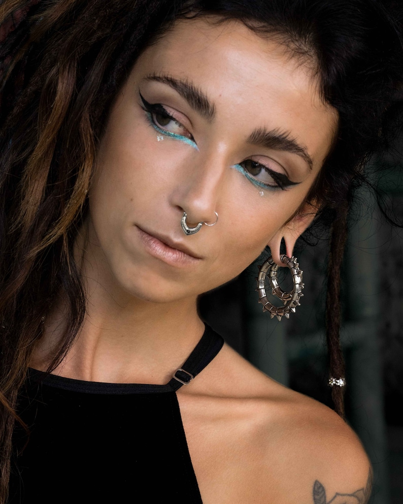 Hoop Ear Weights - 5mm Ear Weights - Silver Ear Hangers - Goth Punk ...