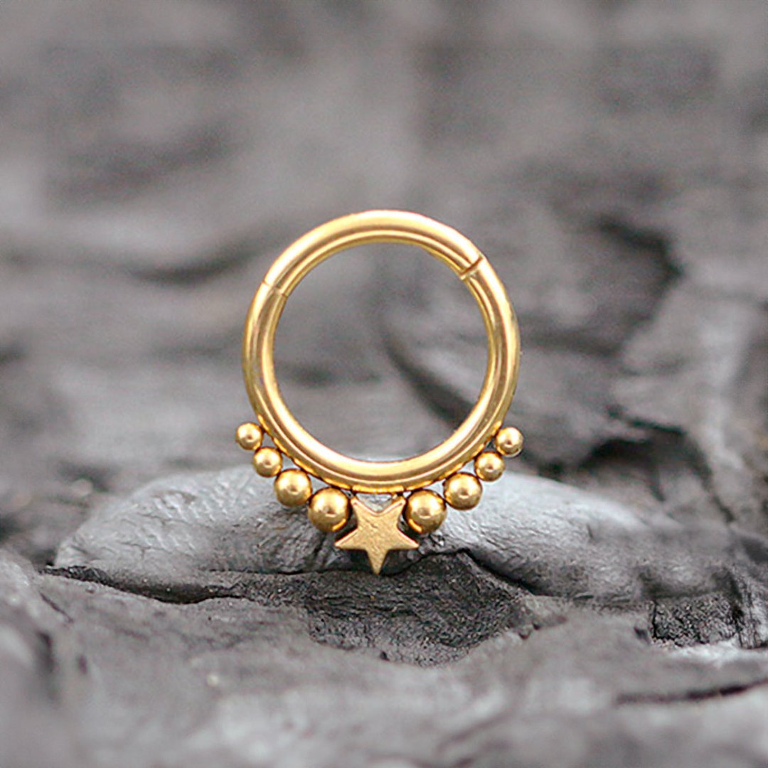 Starry Bohemian Septum in 316L Gold PVD Steel "astria" - Central Star ...