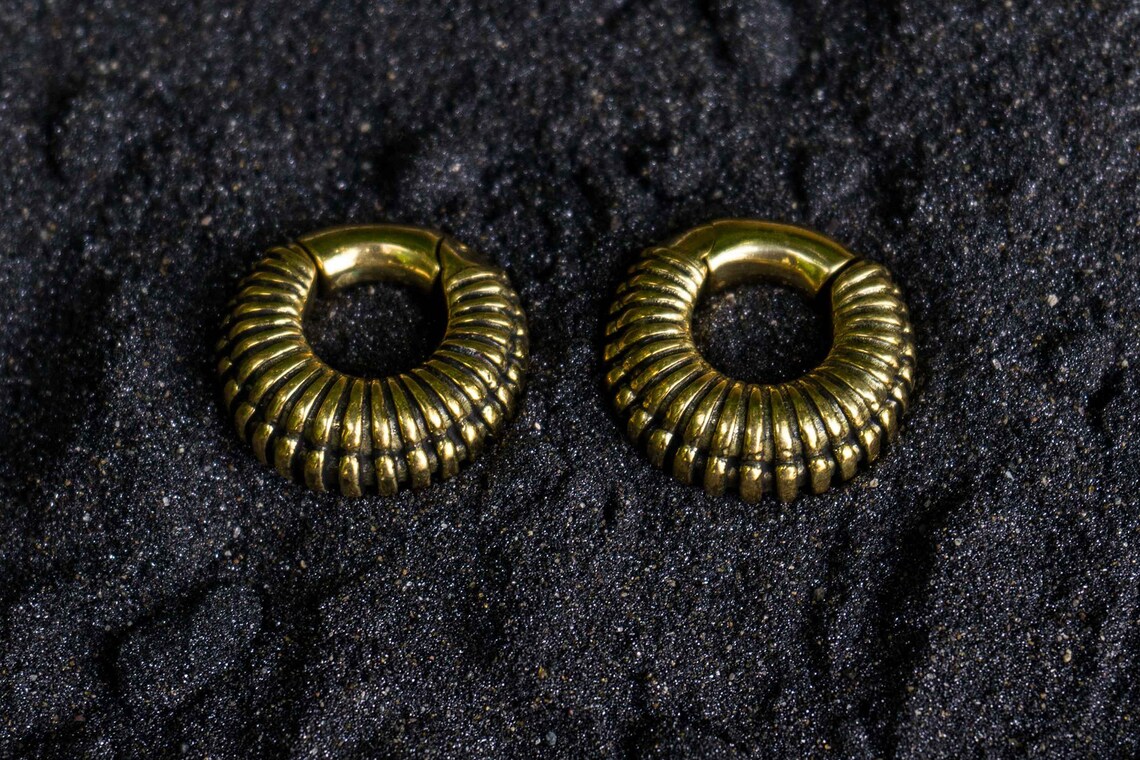 Circle weights Heavy ear weights Ear hangers Gold ear | Etsy