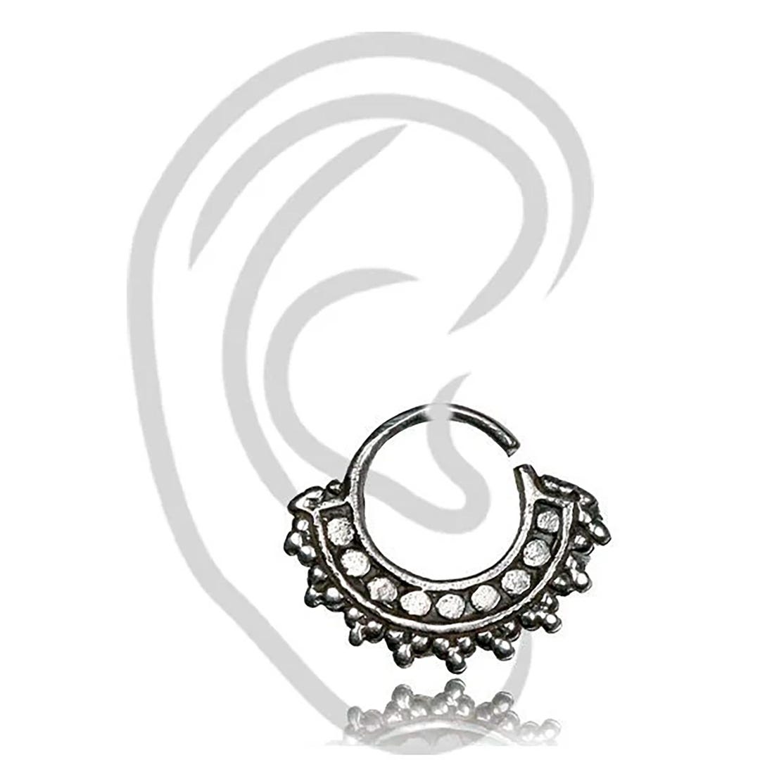 Mandala Silver Septum Ring - Tribal Helix and Tragus Piercing Jewelry ...