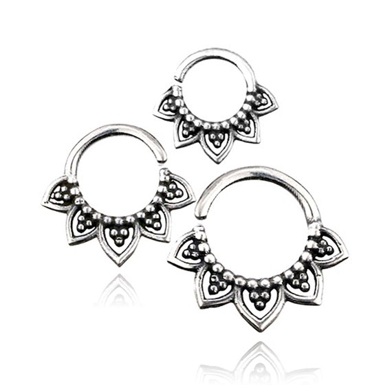 Lotus Flower Septum 6mm Septum Silver Nose Hoop Rook | Etsy