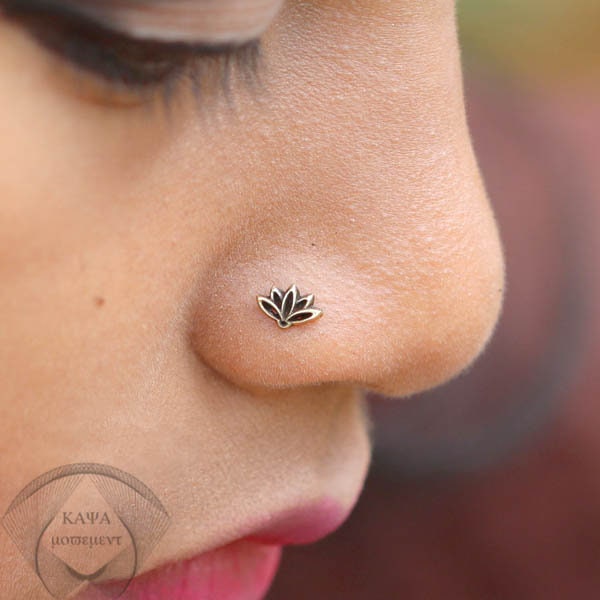 Flower Nose Stud - Lotus Nose Stud - 20g Nose Stud - Indian Nose Stud ...