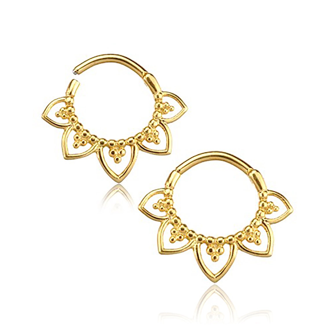 Septum Clicker 16g - Hinged Septum Ring - Lotus Flower Septum - Gold ...