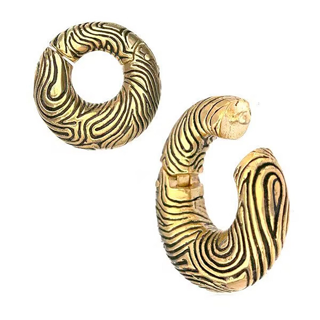Ear Hangers - Hoop Ear Weights - Brass Tribal Jewelry - Gold Ear ...