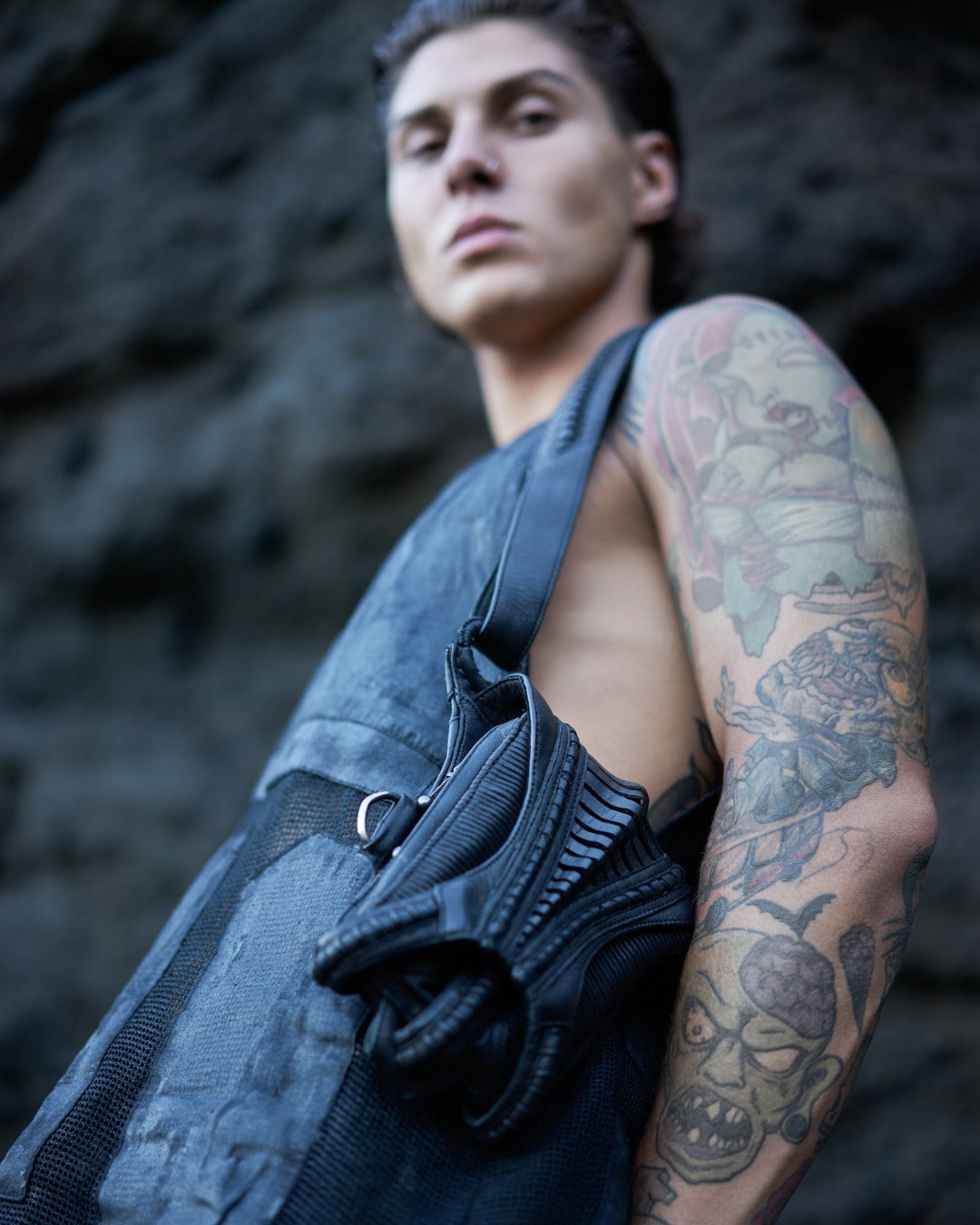 Men's Leather Double Shoulder Holster Bag Horizontal Alien Xenomorph Hr ...