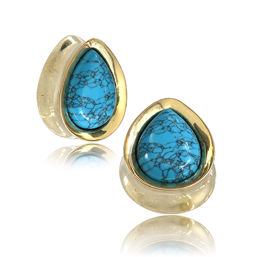 Turquoise Plugs - Plugs and Tunnels - Double Flare - Brass Plugs ...