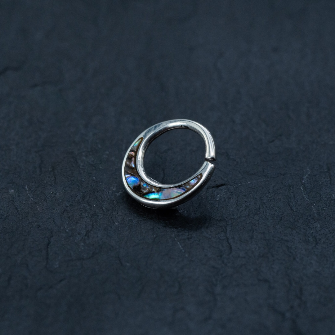 Septum in 925 Silver With Abalone Shell - Silver Septum Ring - Silver ...