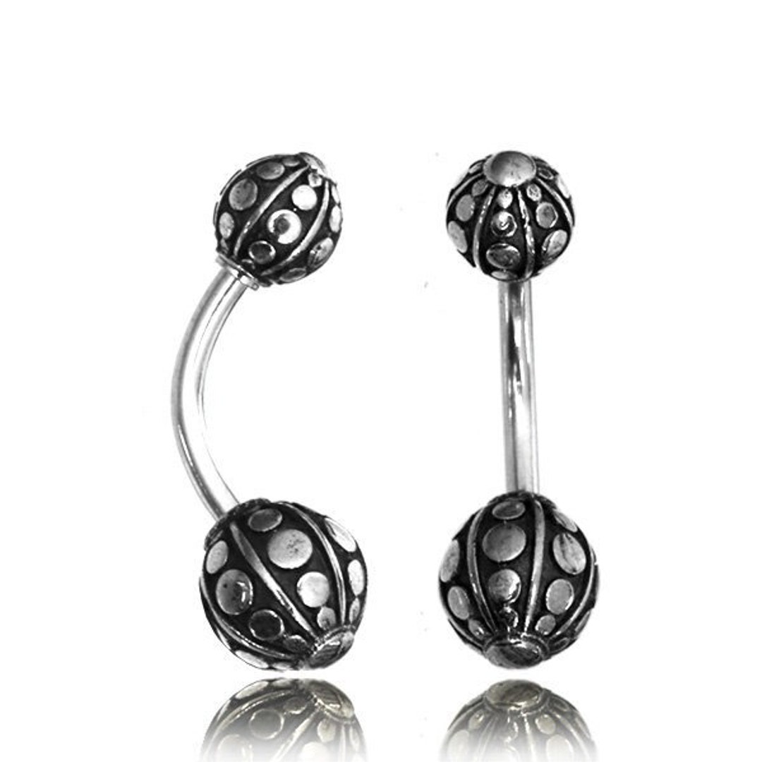 Cute Curved Barbell Banana Belly Button Piercing Bar Small 8mm, Tribal ...