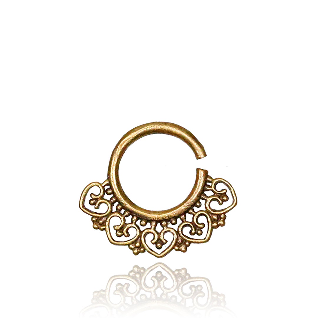 Brass Septum Ring - Lotus Flower - Boho Piercing - Mandala - Septum ...