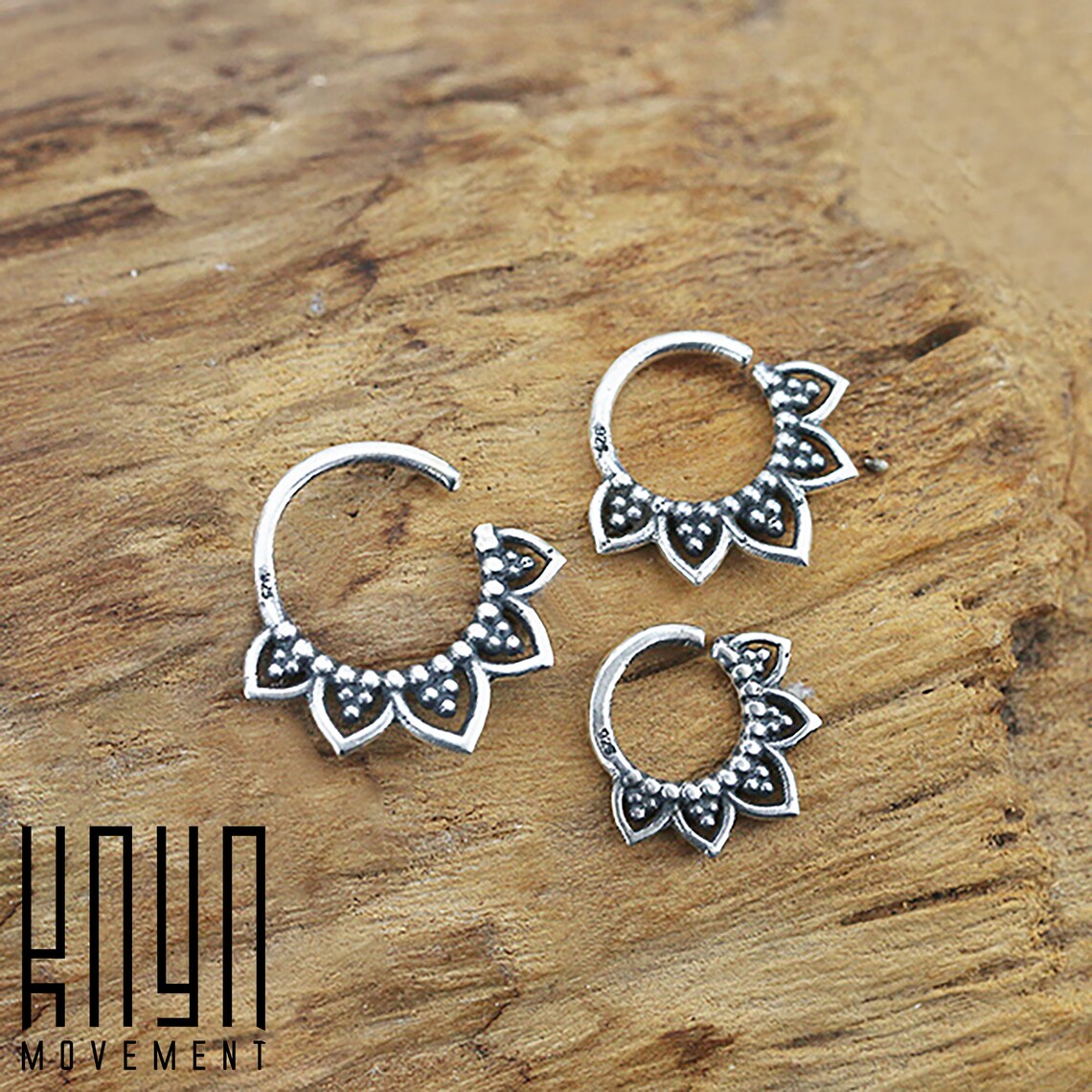 Lotus Flower Septum - 6mm Septum - Silver Nose Hoop - Rook Piercing ...
