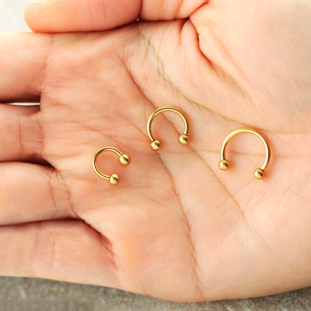 316L Steel PVD Gold Circular Barbell Septum "luma" - 1.2mm: 6mm, 8mm ...