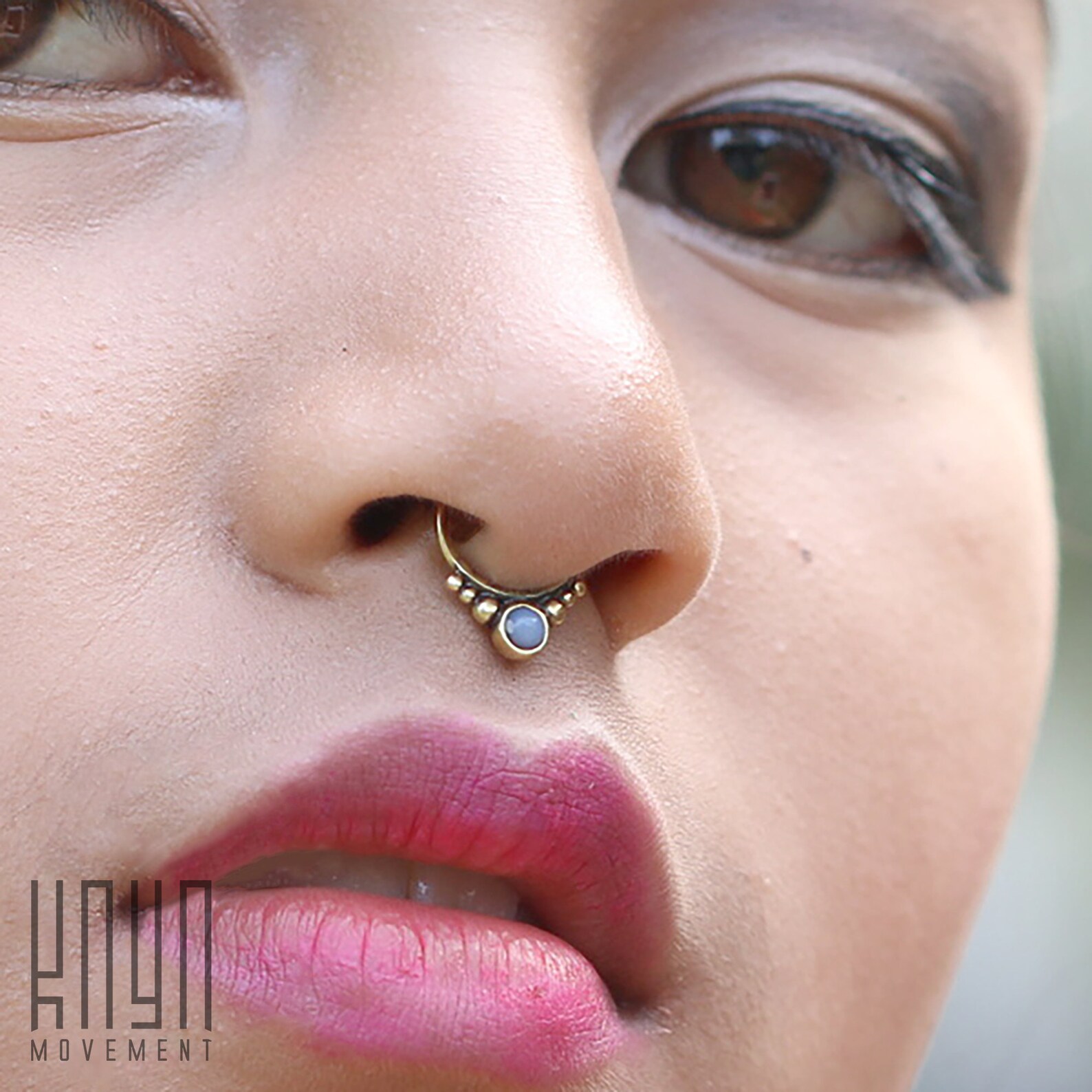 Seamless Nose Ring Moonstone Septum Brass Septum Ring - Etsy