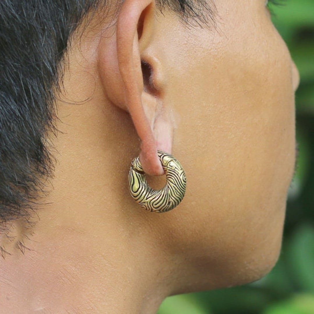 Ear Hangers Hoop Ear Weights Brass Tribal Jewelry Gold Ear Weights ...