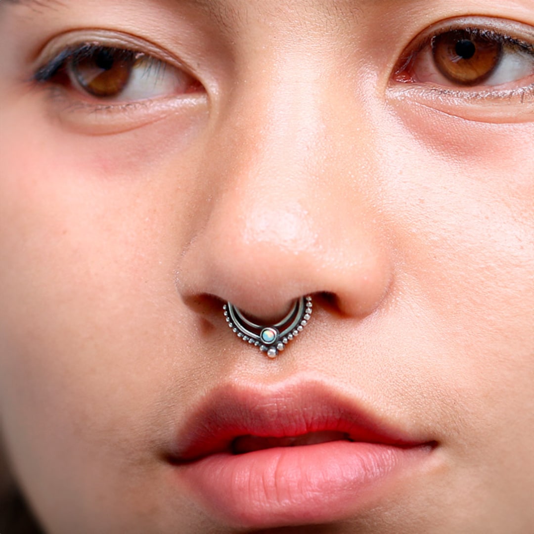 Oparis Septum in 925 Sterling Silver With Opal: Bohemian Jewelry ...