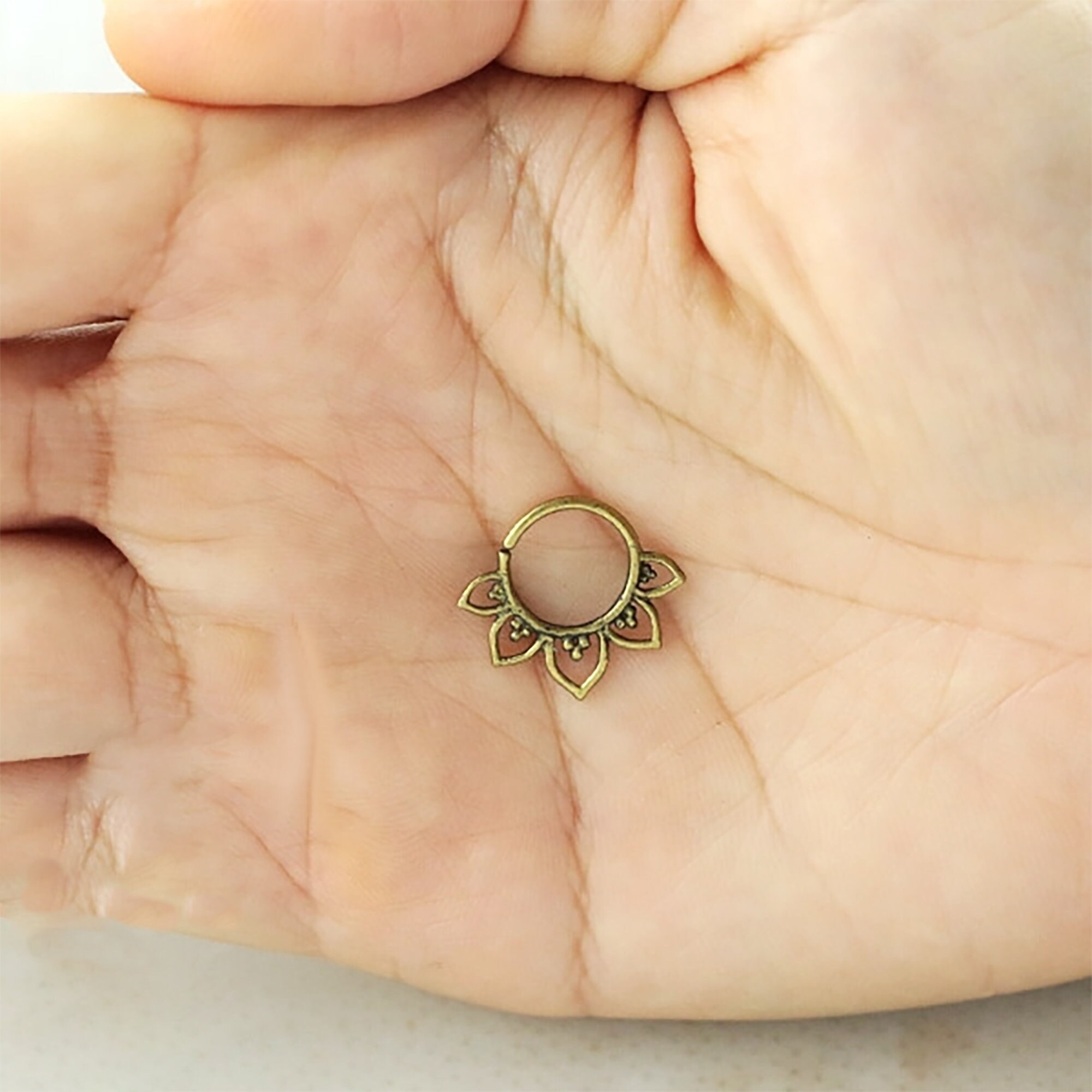 Lotus Flower Septum 8mm Septum Boho Piercing Helix - Etsy
