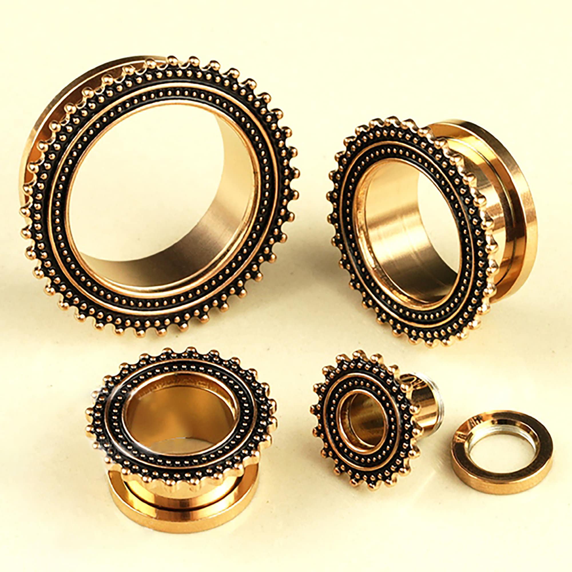 Rose gold plugs Flesh Tunnel piercing Ear gauges | Etsy