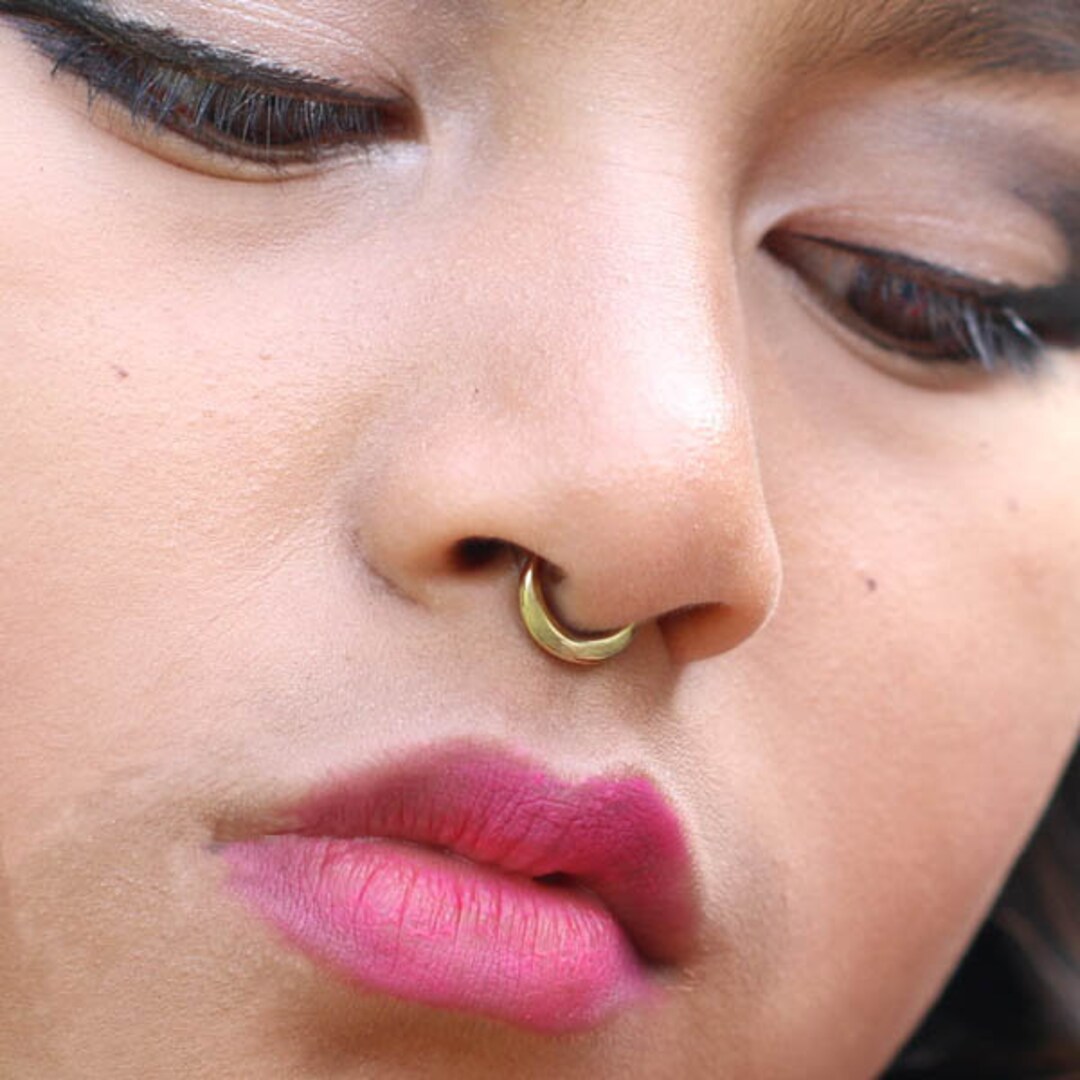 Minimalist Piercing 8mm Septum Rook Piercing Jewelry Gold Septum Ring ...