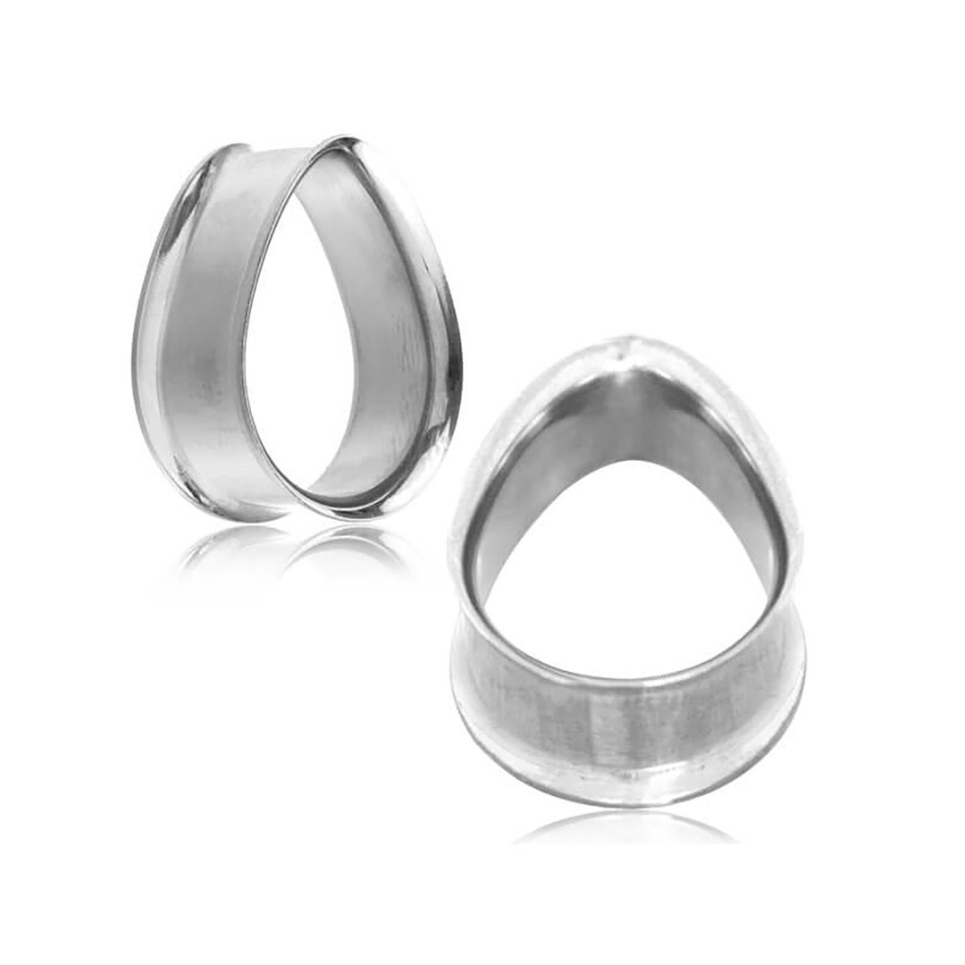 Teardrop Silver Plugs - Stainless Steel Plug - Ear Gauges Flesh Tunnels ...