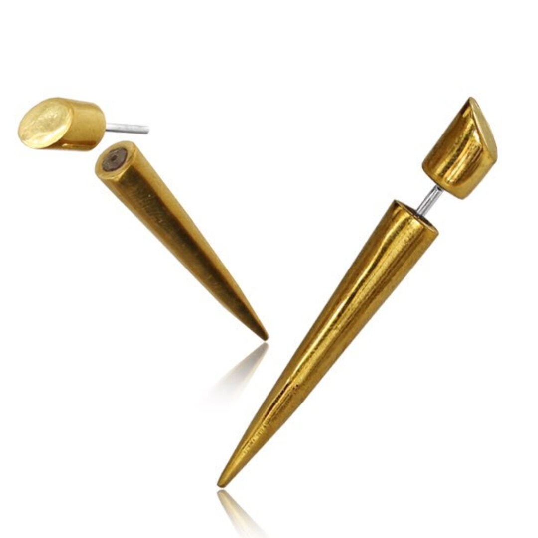 Gold Fake Plugs Ear Gauges Spike Brass Ear Stretcher Fake Ear Expanders ...