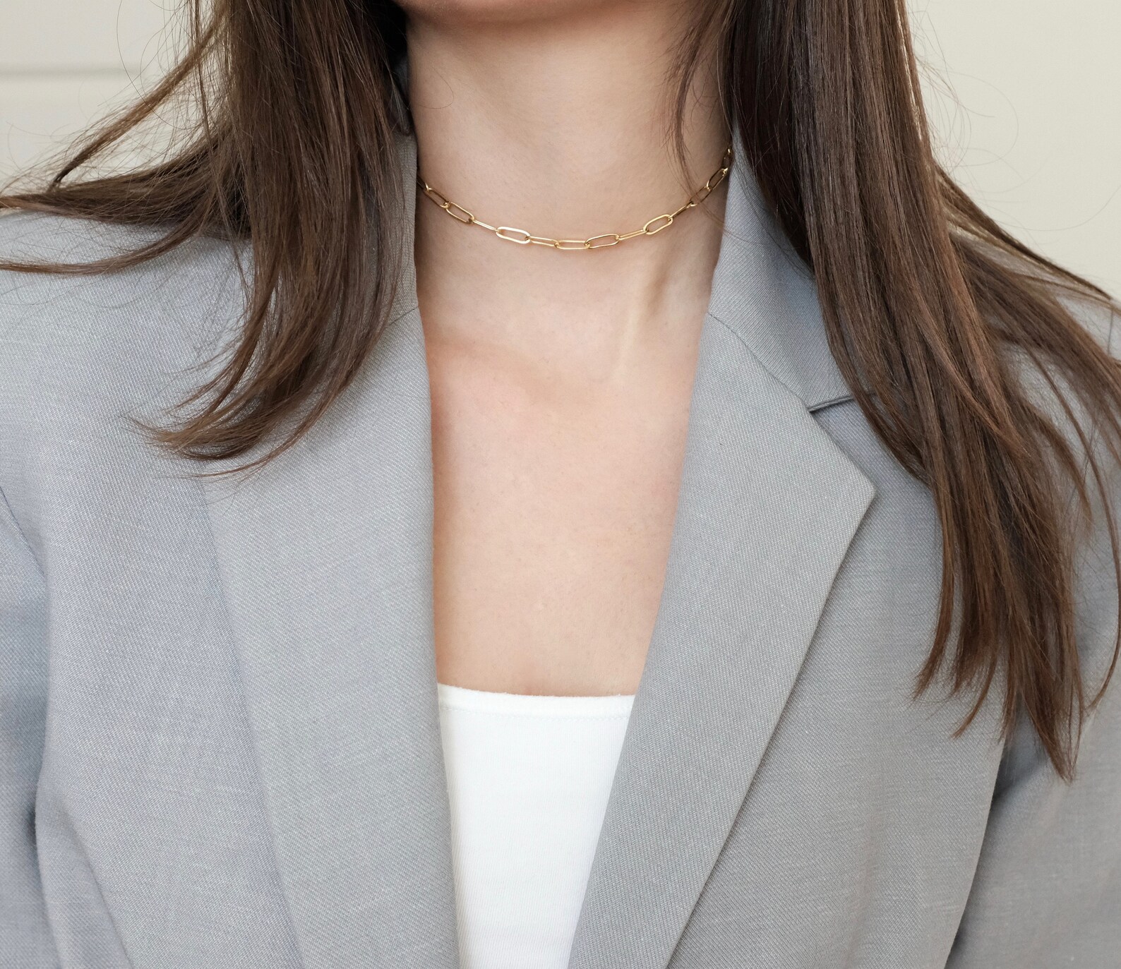 Long Link Chain Choker Gold Chain Choker Gold Chunky - Etsy