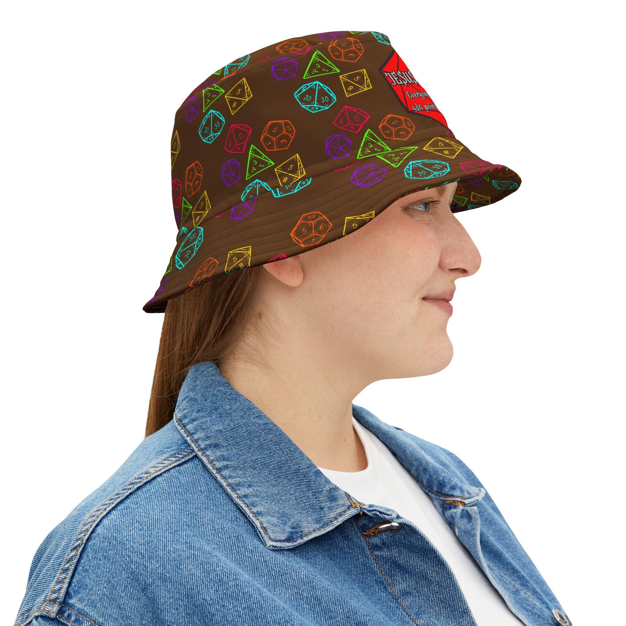 DND Bucket Hat - Jesus Saves! Bucket Hat, DND Dice Bucket Hat, DND D20 ...