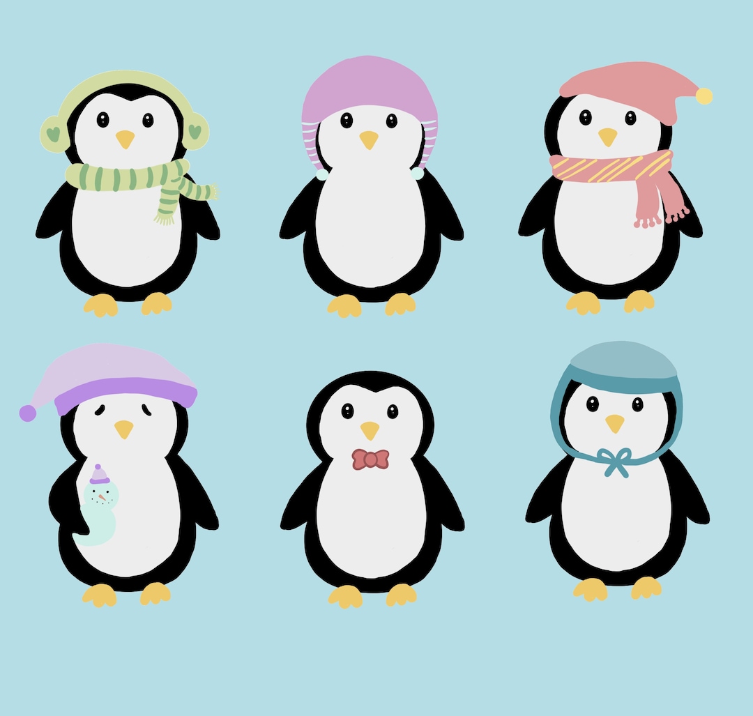 Cute Penguins Clip Art, Penguin Clipart - Instant Download - Etsy