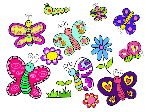 Cute Butterfly Clipart Set Instant Download for Personal Use - Etsy