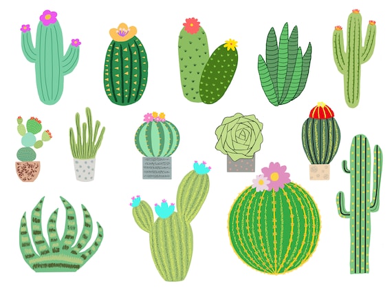 Cactus Clipart Cute Cactus Clipart - Etsy