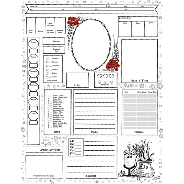 Dnd Character Sheet Flowers - Etsy