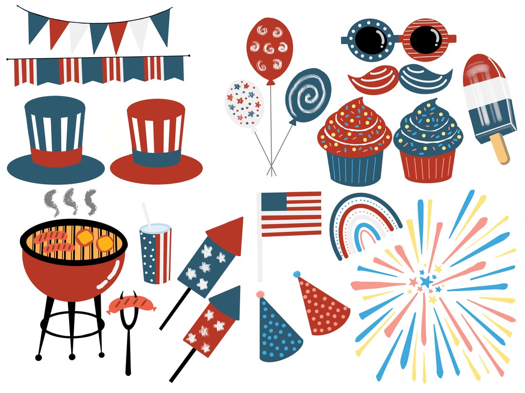 Cute 4th of JULY Clip Art, 4th of July Clipart Digital Download ...