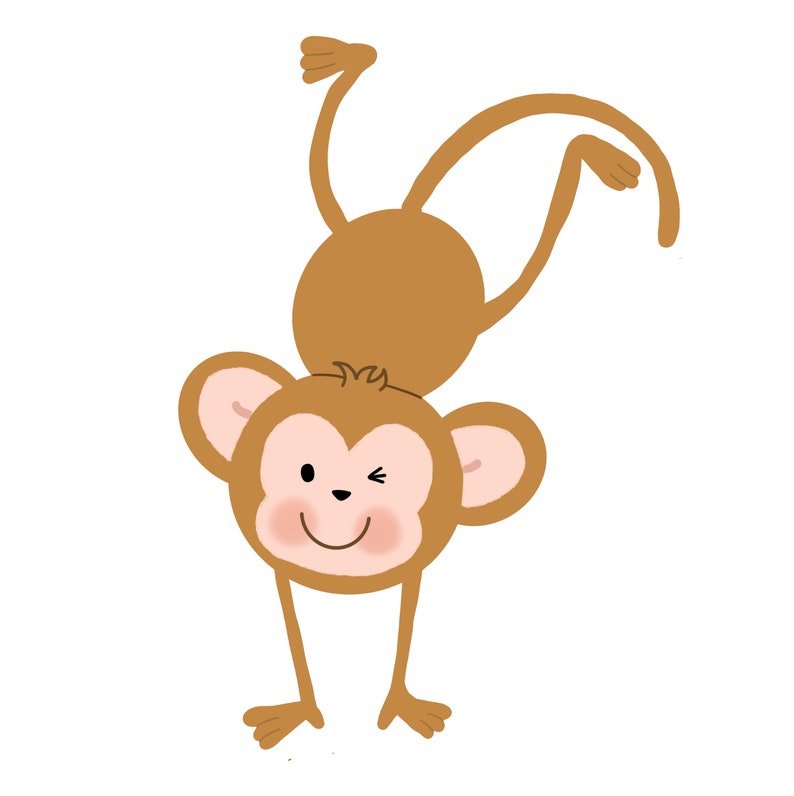 Cute Little Monkeys Clipart Instant Download | Etsy