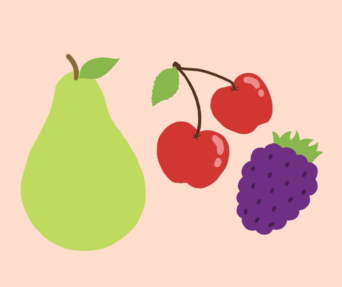 Cute Fruit Clipart Set, Fruit Clip Art - Instant Download - Etsy