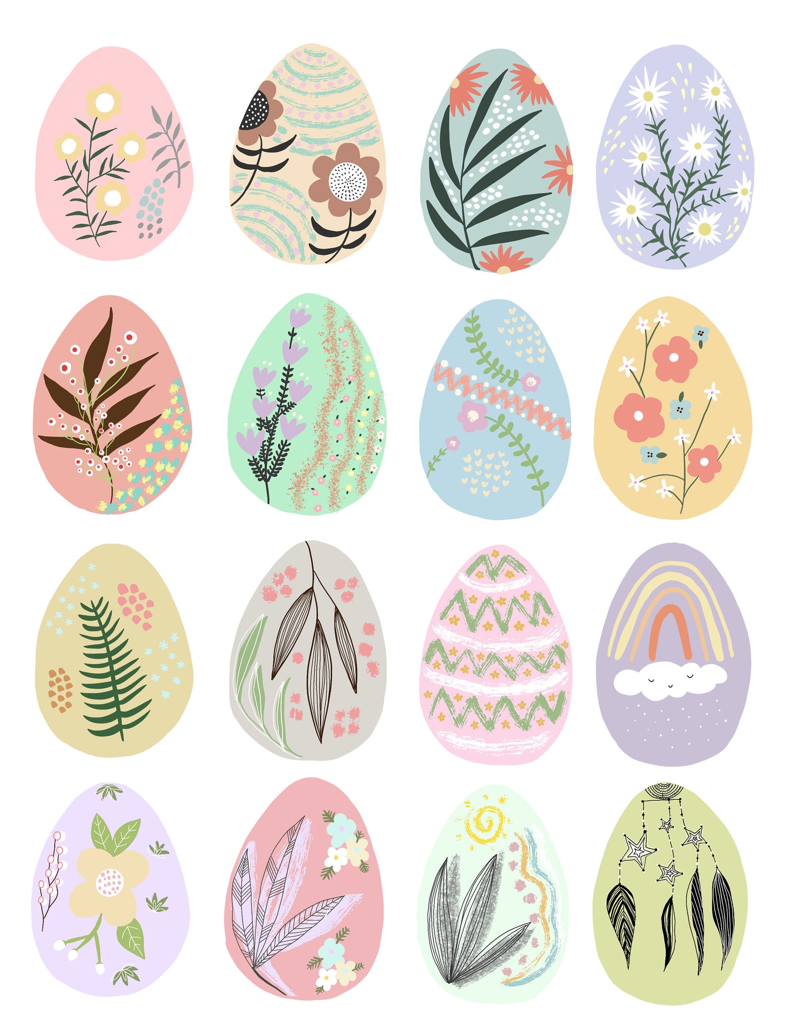 Boho Easter Eggs Clipart Set - Instant Download for Personal Use - Etsy