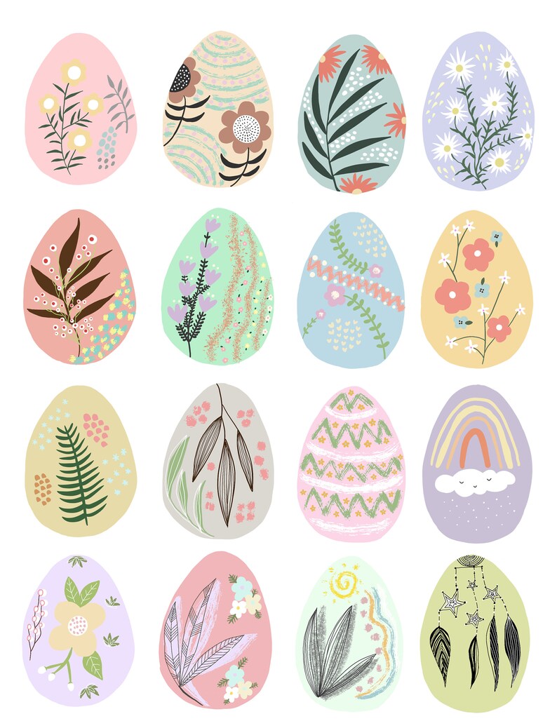 Boho Easter Eggs Clipart Set Instant Download for Personal - Etsy