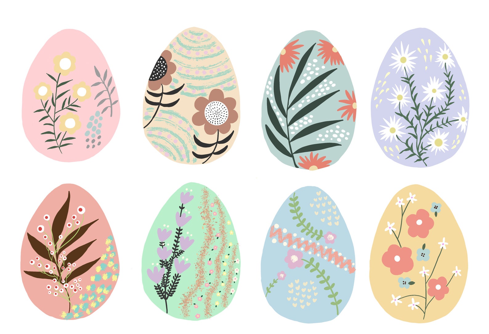 Boho Easter Eggs Clipart Set - Instant Download for Personal Use - Etsy