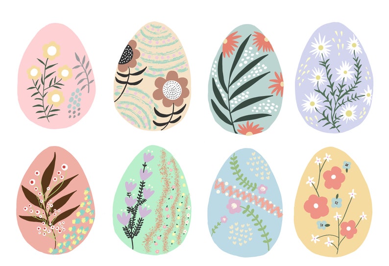Boho Easter Eggs Clipart Set Instant Download for Personal - Etsy