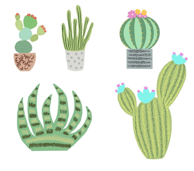 Cactus Clipart Cute Cactus Clipart - Etsy