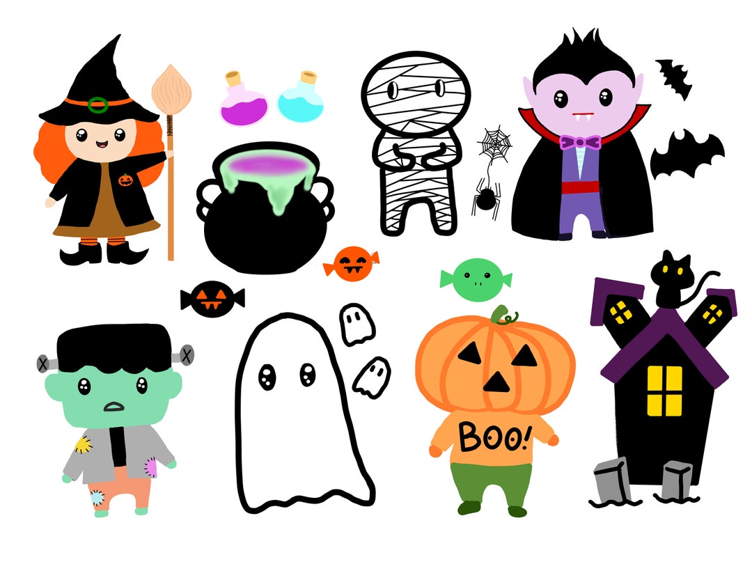 Cute Kawaii Halloween Illustrations, Kawaii Halloween Clip Art ...