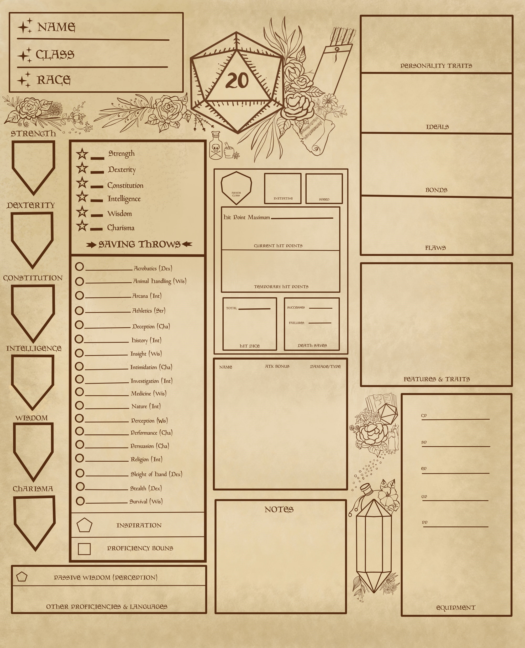 D&D Character Sheet - Etsy Australia