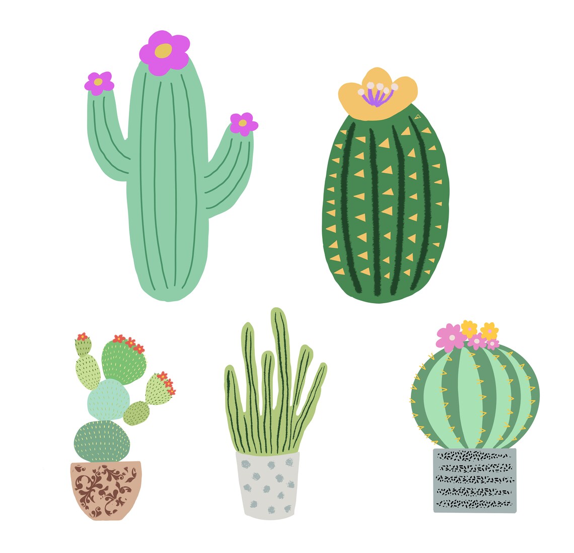 Cactus Clipart Cute Cactus Clipart - Etsy